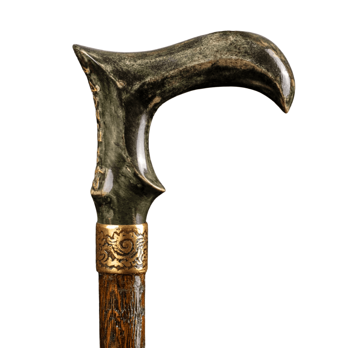 Green Elk Horn Antique Walking Stick - Rare Green Elk Stick