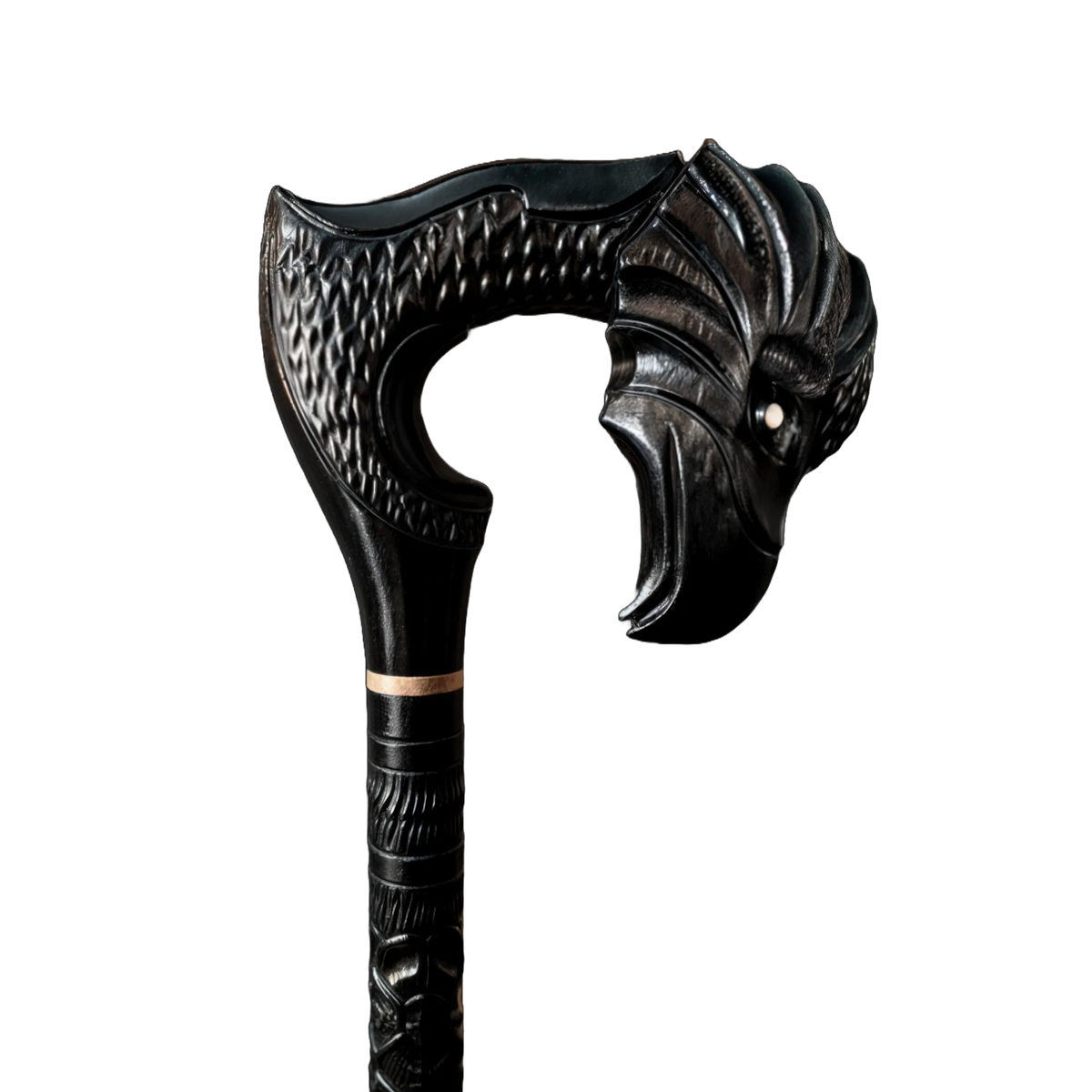 Black Raven Skull Walking Cane Crow Hand Carved, Gothic Modern Style