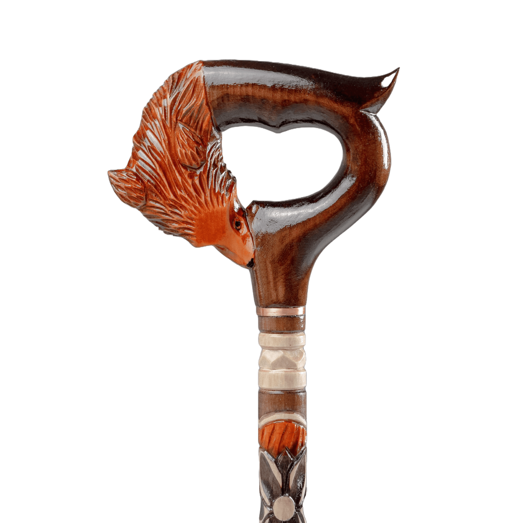 Wood Carved Animals Goat Walking Cane Colorful African