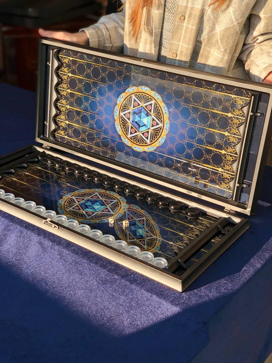 Glass Backgammon "Star Of David", Stylish Backgammon Board