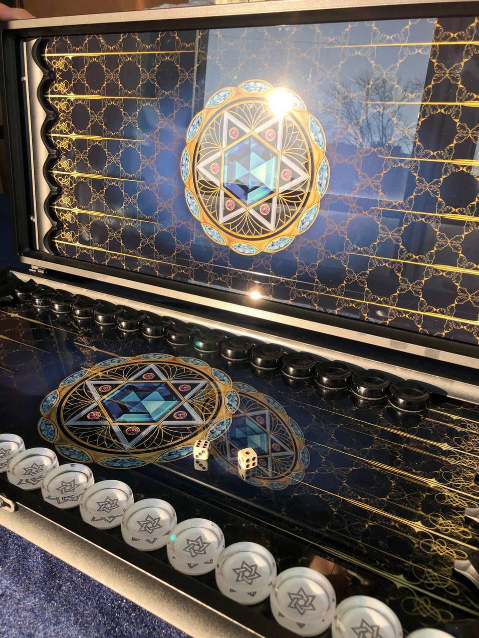 Glass Backgammon "Star Of David", Stylish Backgammon Board