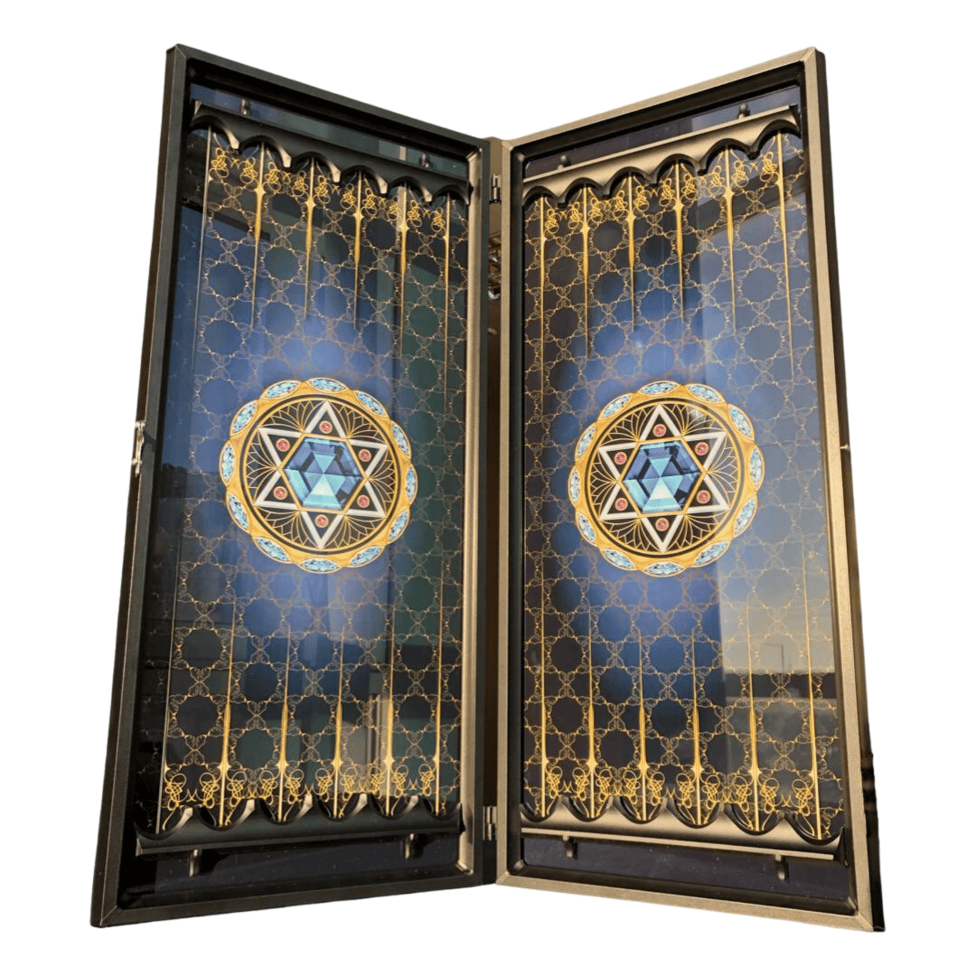 Glass Backgammon "Star Of David", Stylish Backgammon Board